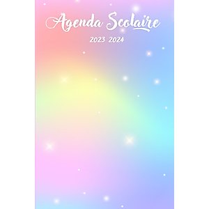 AGENDA SCOLAIRE Girly 2023/2024 Fille - Arc en ciel: POUR FILLES avec théme licorne ,, 2 jours par page | pratique pour tous les matières (French Edition)