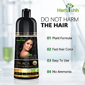 Herbishh Hair Color Shampoo for Gray Hair – Magic Hair Dye Shampoo – Colors Hair in Minutes–Long Lasting–500 Ml–3-In-1 Hair Color–Ammonia-Free (Black)