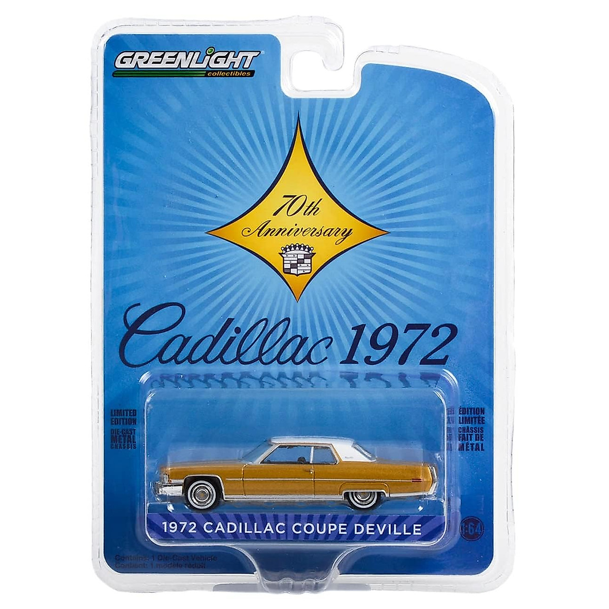Greenlight 28100-A Anniversary Collection Series 14 - 1972 Cadillac Coupe deVille - Cadillac 70 Years 1:64 Scale Diecast