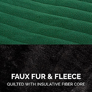Furhaven Medium Dog Coat Flex-Fit Reversible Faux Fur & Quilted Fleece Jacket, Washable - Black/Green, Medium