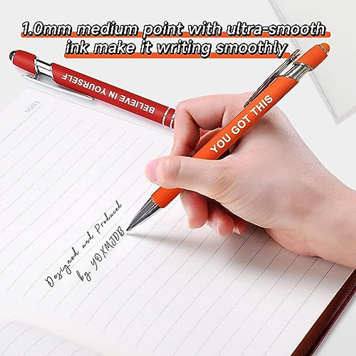 YOXMJDB Stylus Pens, 6 Pack Multicolor Inspirational Motivational Pens, 1.0mm Medium Point Stylus Pens, Cute Pens Nurse Gifts Office Supplies for Women (6 Pcs Multicolor, Motivational)