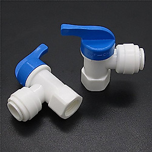 Elbow 1/4-Inch Female x 3/8-Inch Tank Ball Valve Quick Connect Fitting Aquarium RO Water Filter Pack of 5