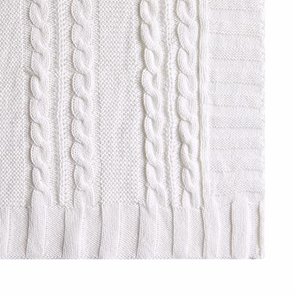 VCNY Home | Dublin Collection | Throw Blanket - 100% Cotton in Cable Knit Weave, Ultra Plush, Luxuriously Warm - for Bed, Couch, or Chair, Throw, White 50x70