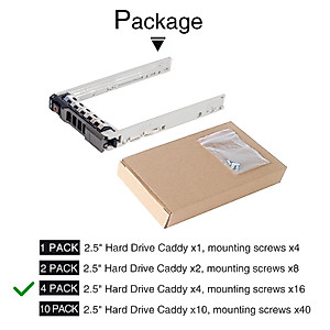 Hard Drive Bracket 2.5" SSD Mount G176J HDD Caddy SAS SATA Hard Drive Caddy Compatible with Dell PowerEdge R610 R620 R710 T710 R720 R815 R820, 4 Pack