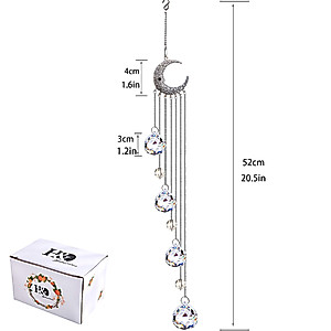 Hanging Clear Crystal Suncatcher Ornaments with Moon Decor Rainbow Maker Crystal Beads Ball Prisms Pendant