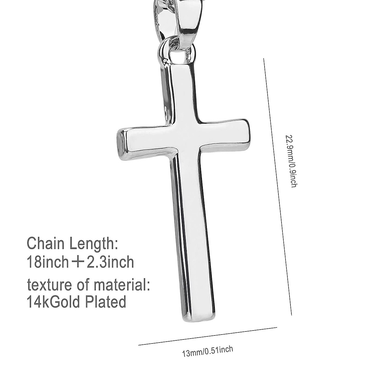 KIAFUM 3 Pcs Cross Necklaces, Ladies Cross Necklaces, Faith Pendants 14k Gold Plated/Silver Plated Delicate Chain Ladies Necklaces, Men Necklaces