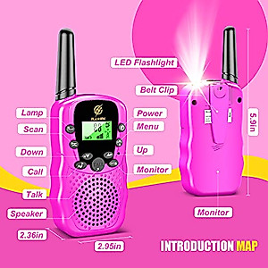 Birthday Gifts for 3-12 Year Old Girls, DEDY Long Range Walkie Talkies for Kids Toys for 3-12 Year Old Boys Valentines Day Gifts for Kids Pink Walkie Talkies for Girls, T388