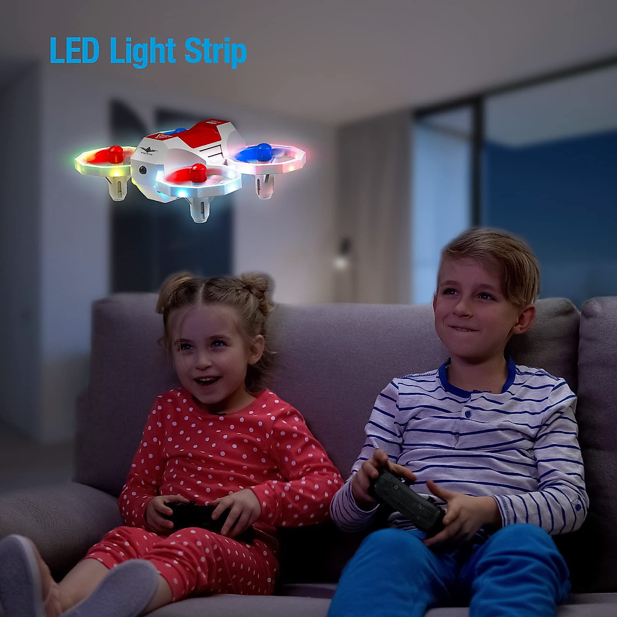 Powerextra Pro Easy Drone for Kids, RC Mini Drone with LED Light, RC Quadcopter Indoor, Altitude Hold, 3D Flip, Auto Rotation, One Key Start/Land, 2 Batteries, Great Gift for Boys & Girls 8+