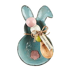 Mud Pie Easter Bunny Candy Dish, 6" x 3 1/2", Blue
