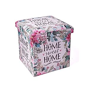 HONCOEN Folding Ottoman Footrest Keepsake Box Modern Decor Gifts Home Statue Sculpture Leather Footstool Arts Crafts 13x13inch