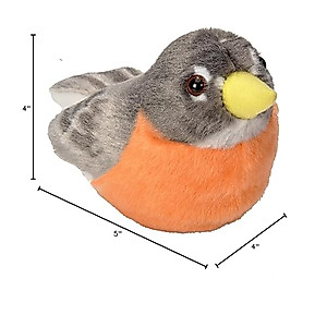 Wild Republic Audubon, American Robin Plush Authentic Sound, Stuffed Animal, Bird Toys for Kids, American Robin