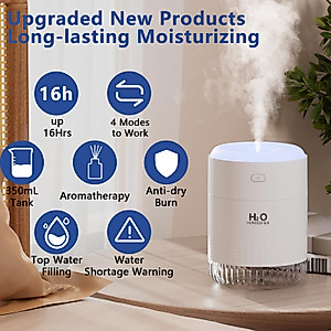 Colorful Mini Humidifier, USB Rechargeable Humidifier, 4 Modes Super Quiet, Humidifiers For Bedroom,Suitable For Travel Office Family-White