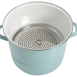 Kenmore Broadway Steamer Stock Pot with Insert and Lid, 16-Quart, Glacier Blue