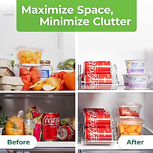 Greenco Soda Can Organizer for Refrigerator, Durable Handles, 2 Pack | Fridge Soda Can Organizer | Soda Can Holders for Fridge | Soda Can Dispenser for Refrigerator | Drinks, Kitchen Organization