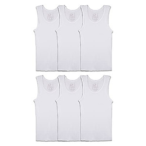 Fruit of the Loom boys Cotton Tank Top Undershirt (Multipack) Underwear, Toddler - 6 Pack White, 4-5T US
