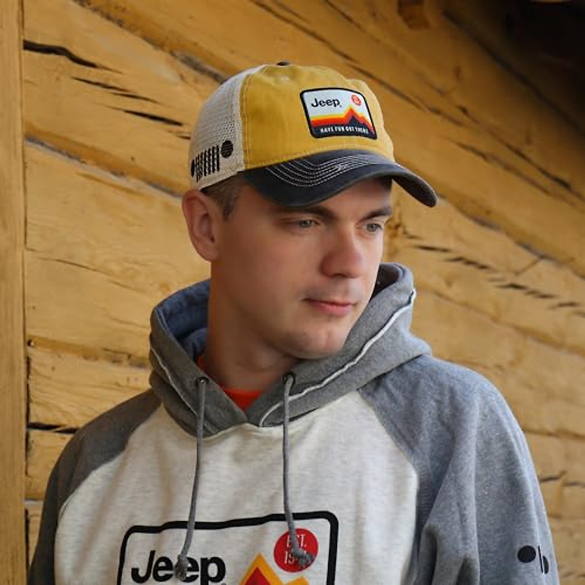 Jeep Have Fun Out There Patch Garment Washed Trucker Hat Unstructured Yellow