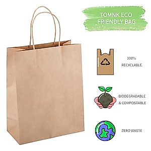 TOMNK 45pc Kraft Paper Gift Bags with Handles - 8/10/12.6 Inch (3 Sizes, 15pc Each) for Business & Party Use