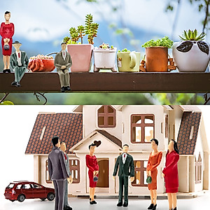 XIPEGPA People Figurines Mini Trains Architectural 1:25 Scale People Painted Figures Plastic People Small Dollhouse People Standing and Seat for Miniature Scenes