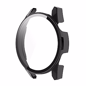 AISPORTS 2 Pack Bumper Case Compatible for Huawei Watch GT 3 46mm Screen Protector, Hard PC Case HD Clear Tempered Glass Film Anti-Scratch Full Coverage Protective Case Cover for Huawei Watch GT3 46mm