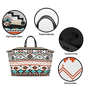 Aztec Print Diaper Bag Tote with Stroller Straps, Ethnic Chevron Large Capacity Baby Stroller Organizer Bag, Multi-Function Nappy Bag Travel Handbag