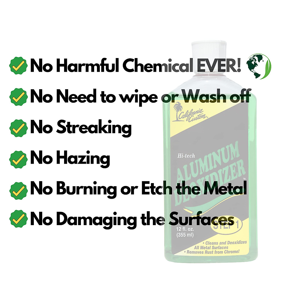 CALIFORNIA CUSTOM Products – Aluminum Deoxidizer 12oz, Cleans and Deoxidizes Metal Surfaces, Removes Rust, Body Shop Safe, Great for Aluminum, Brass, Copper, Chrome, Silver, Stainless & Gold.