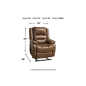 Signature Design by Ashley Yandel Faux Leather Electric Power Lift Recliner for Elderly, Brown