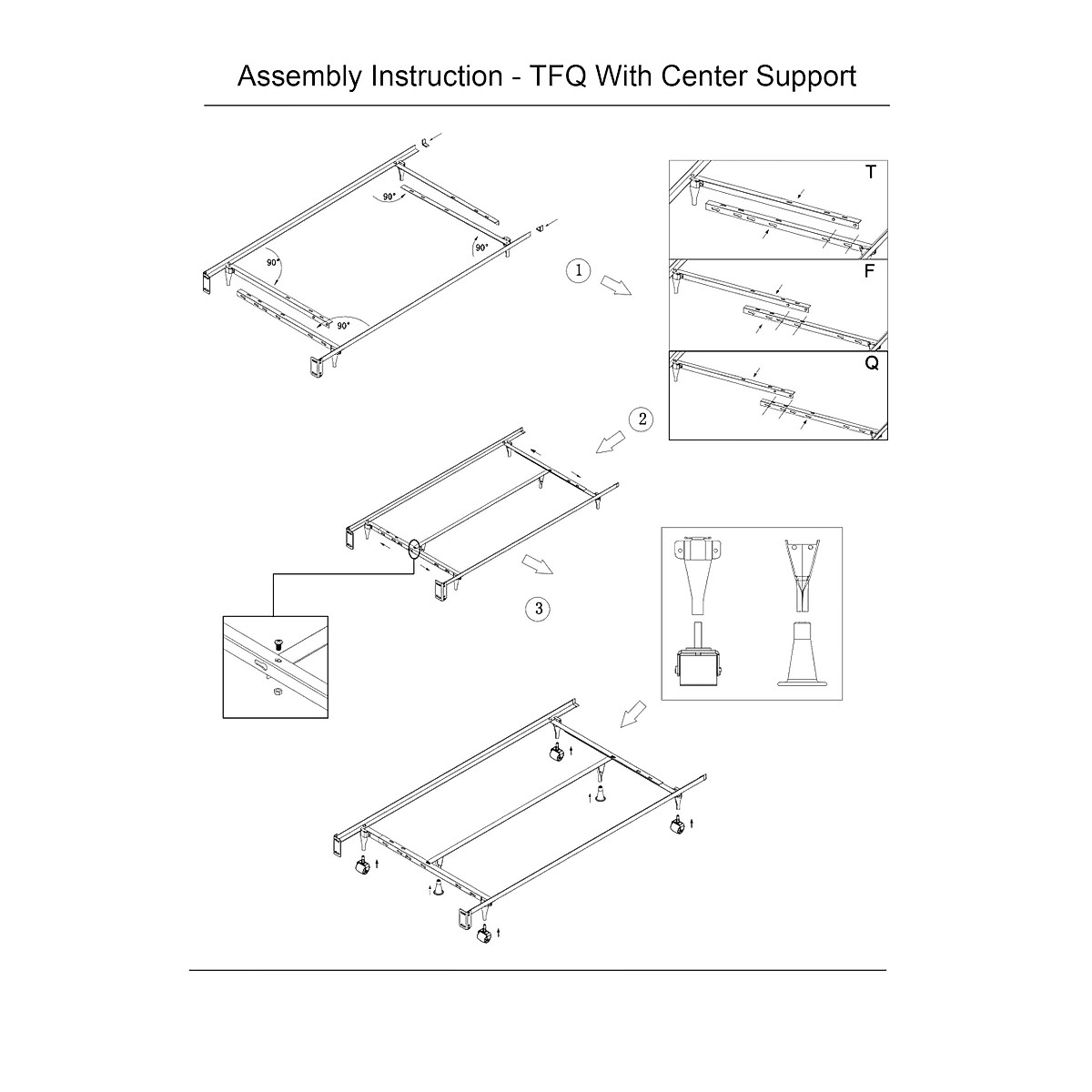 GTU Furniture Adjustable Steel Metal Bed Frame, for Box Spring & Mattress Set, Fits Twin/Full/Queen (Twin/Full/Queen)