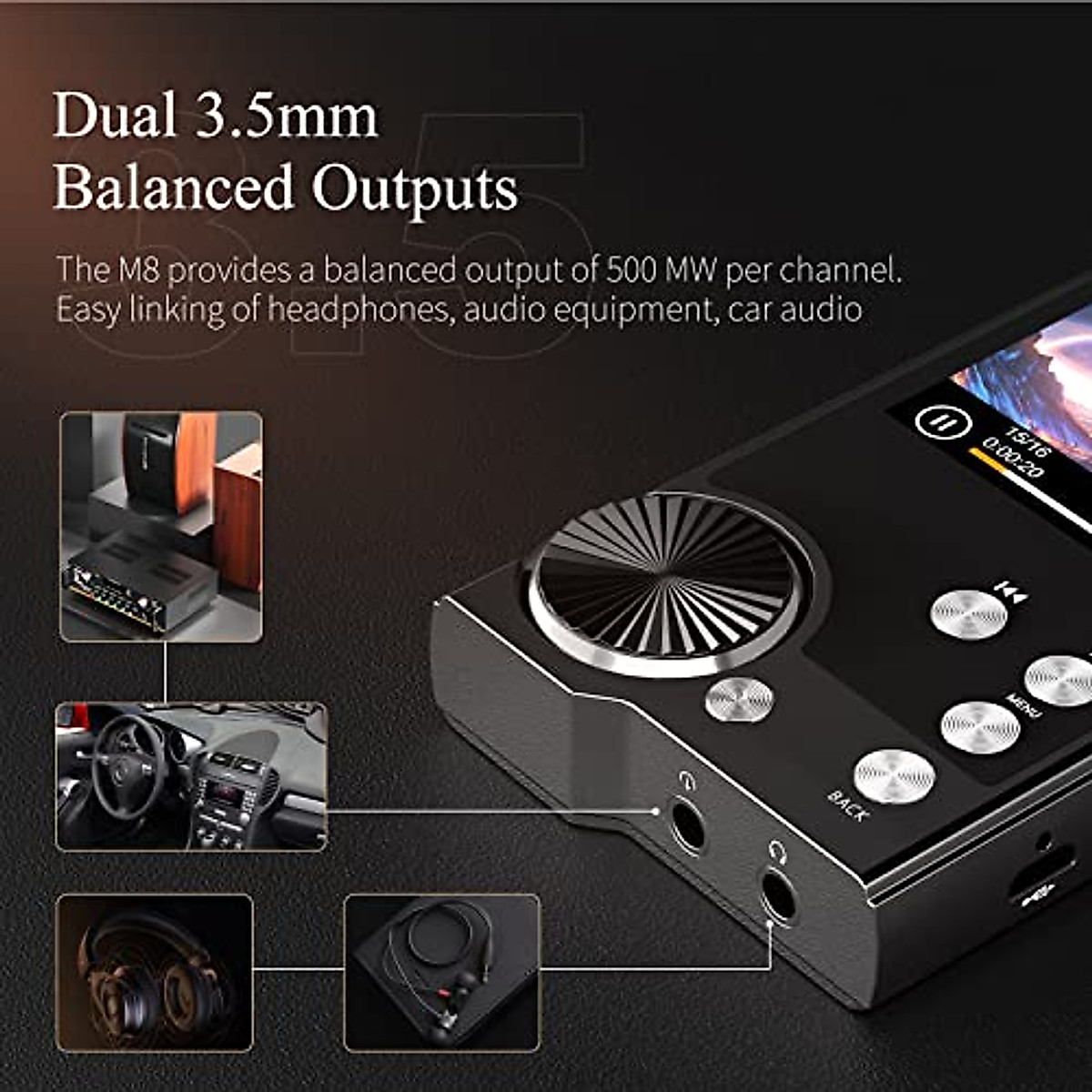 Swofy HiFi MP3 Player Digital Audio Player Lossless DSD High Resolution Digital Audio Music Player, Portable High Definition Portable Audio Player with 128GB Memory Card Supports up to 256GB.