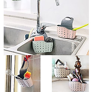 Kitchen Sink Shelf Soap Sponge Drain Rack Holder Double Decker Hanging Basket Storage Suction Cup Kitchen Organizer Sink Accessories Wash Dropshipping, 1Pcs (Pink)