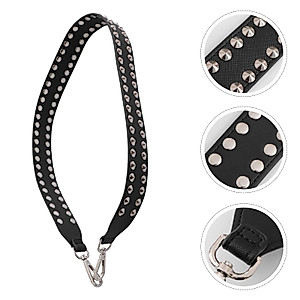 Artibetter Wide Leather Shoulder Bag Strap with siliver Studded Design Replacement Cross Body Handbag Purse Guitar Style Strap (Black)