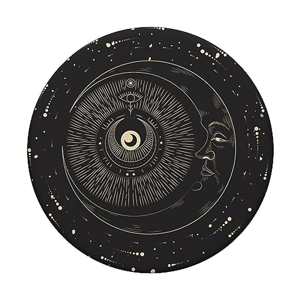 Mystic Astrology Moon Sun Stars Planets Pattern Black PopSockets Standard PopGrip