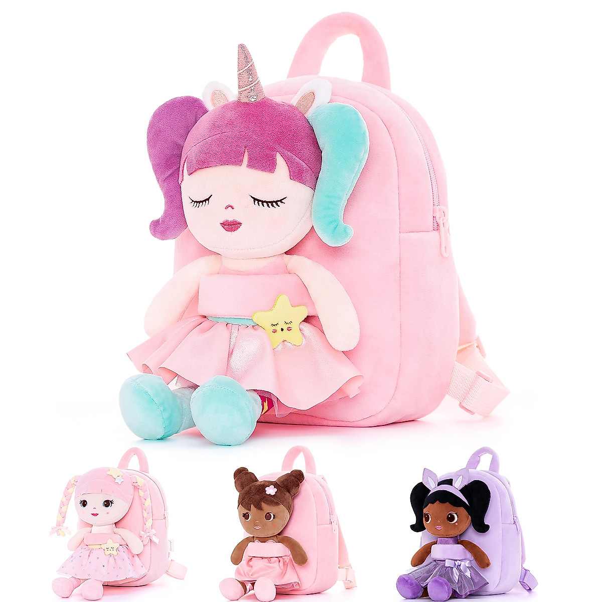 Lazada Girls Backpack with Doll Toddler Toys Baby Girls Gifts Rag Dolls 9.5“