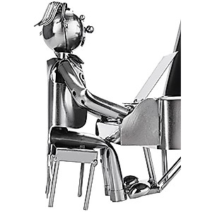 BRUBAKER Wine Bottle Holder 'Grand Piano' - Table Top Metal Sculpture - with Greeting Card