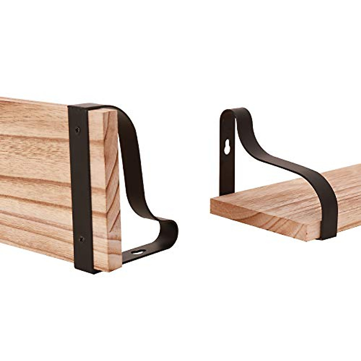 Hybition Floating Shelves, Set of 3 Rustic Wood Shelves, Wall Mounted Shelf for Wall, Bedroom, Living Room, Bathroom and Plants (Carbonized Black)