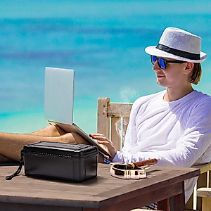 CINOROW Travel Cigar Humidor Case for 10-15 Cigars with Lighter and Cutter, Hygrometer and Humidifier, Spanish Cedar Sheet, Portable Waterproof Cigar Carrying Case, Gift for Men