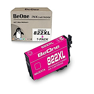 BeOne 822XL Magenta Remanufactured Ink Cartridge Replacement for Epson 822 XL 822XL T822 T822XL to Use with Workforce Pro WF-3820 WF-4820 WF-4830 WF-4834 (1 Magenta)