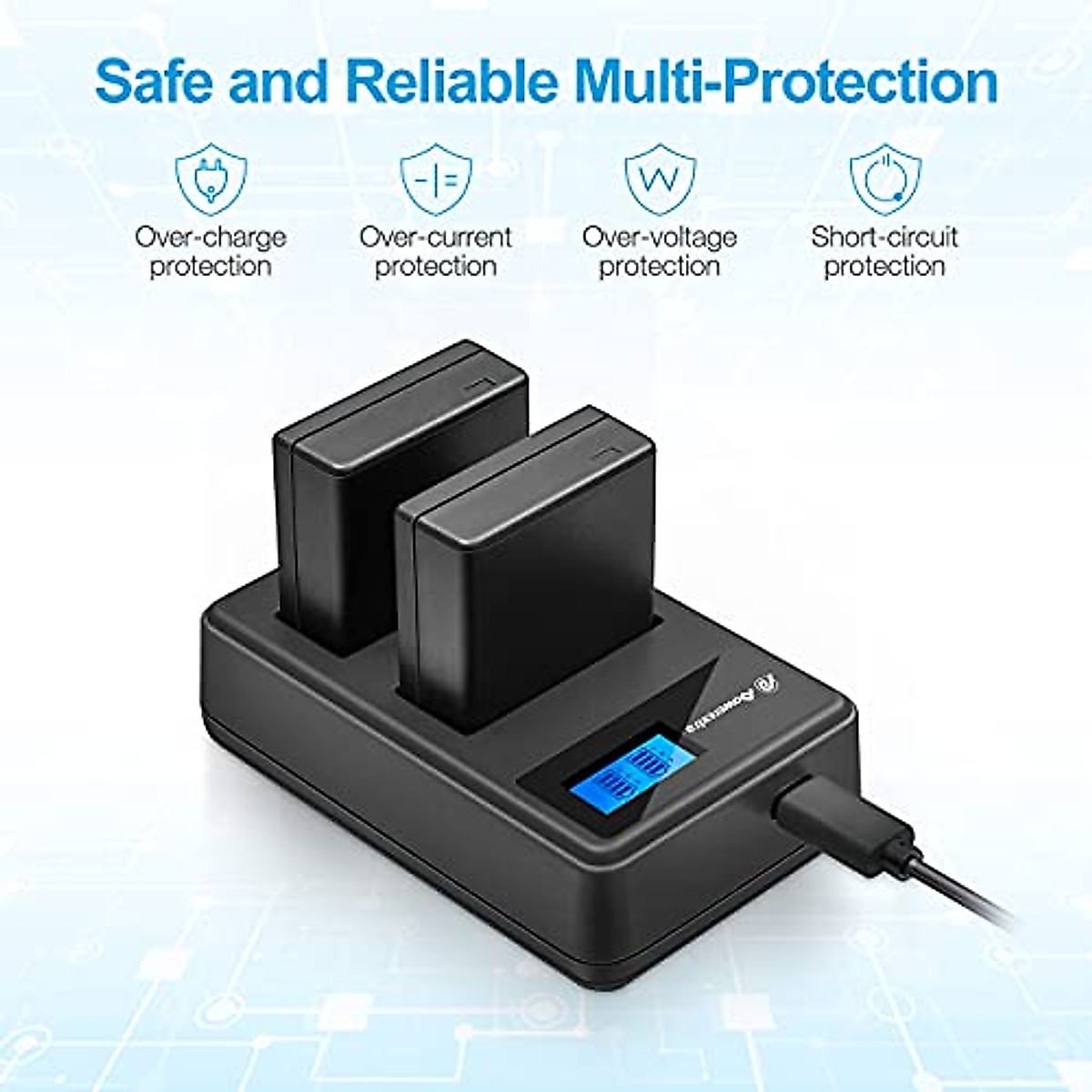 Powerextra 2 Pack DMW-BLG10 Battery and Dual USB Charger for Panasonic DC-G100, DC-ZS80, DC-GX9, DC-LX100 II, DC-ZS200, DC-ZS70, DMC-GX80, DMC-GX85, DMC-ZS60, DMC-ZS100, DMC-GF6, DMC-GX7K, DMC-LX100K