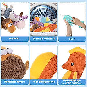 Junkin 7 Pack Dog Toys Squeaky Dog Toys Indestructible Puppy Chew Toys for Teething Stuffed Animal Plush Dog Toy Assortment Stuffed Dog Toys for Small Medium Pup Dog, Assorted Animal Styles