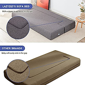 Lazyzizi Floor Fold Out Couch Bed with 2 Pillows & Washable Cover Convertible Sleeper Folding Guest Sofa Mattress for Living Room, Playroom 8inches Queen