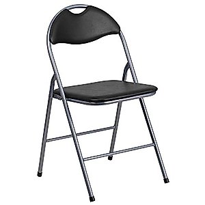 Flash Furniture 4 Pack HERCULES Series Black Vinyl Metal Folding Chair with Carrying Handle