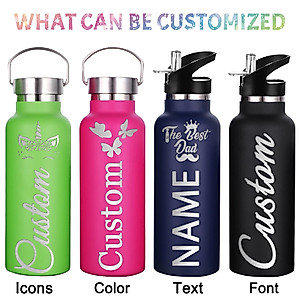 Hapelf Personalized Water Bottles Custom Insulated Water Bottle Customized Engraved Name Sports Flask 12 Oz/26 Oz Gifts for Women Men Valentine's Day Birthday Anniversary