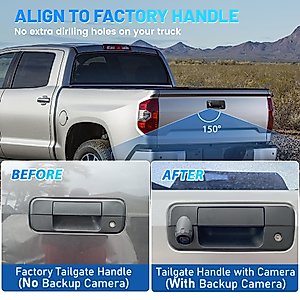 EWAY Tailgate Handle Backup Camera for Toyota Tundra 2007-2013 Reversing Camera Tailgate Liftgate Latch Handle with Rear View Camera Replacement Kit Replaces# 69090-0C051, 690900C051, 81214, TO1915119