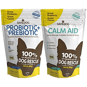 SAVE.DOG Chewable Probiotics & Calm Aid for Dogs Bundle