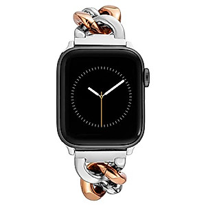 Anne Klein Fashion Chain Bracelet for Apple Watch, Secure, Adjustable, Apple Watch Replacement Band, Fits Most Wrists (38/40/41mm, Silver/Rose Gold)