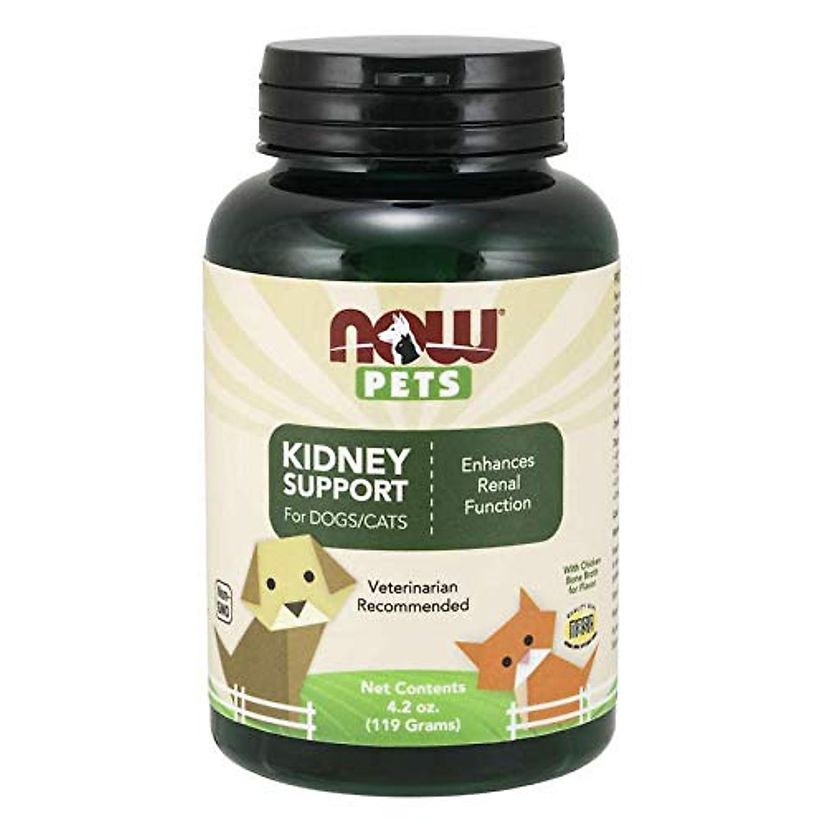 NOW Foods Pet Health, Kidney Support Supplement, Formulated for Cats & Dogs, NASC Certified, Powder, 4.2-Ounce