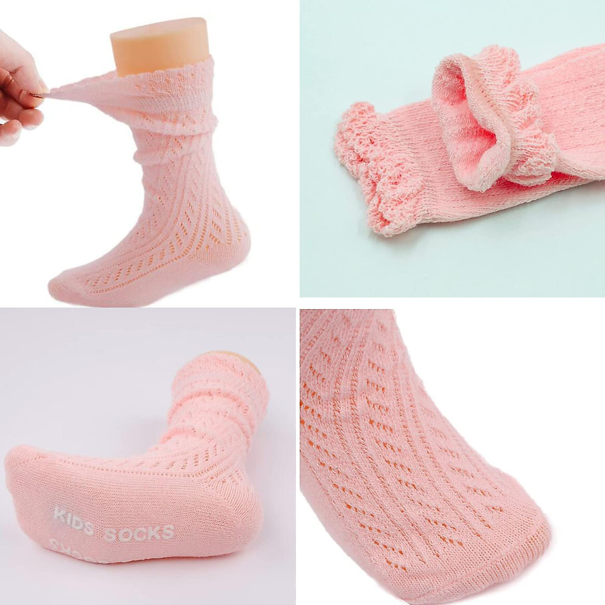 ACTLATI 3 Pairs Baby Girls Boys Knee High Socks Cotton Newborn Knit Stockings for 0-24 Months Infants Toddlers