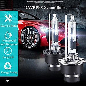 DAVRPES D4S 35W Xenon Headlight HID Bulbs 6000K Cool White 66440 42402 42402WX Replacement - Pack of 2