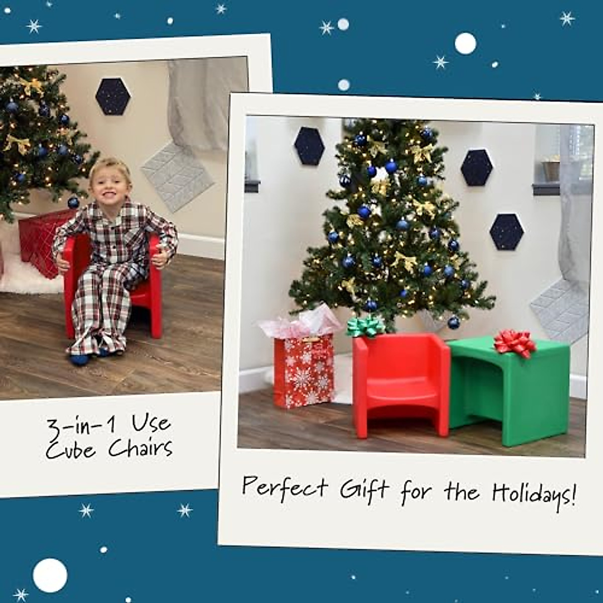 Children's Factory 3-in-1 Cube Chair for Kids, Flexible Seating Classroom Furniture, 1-Pack, Green