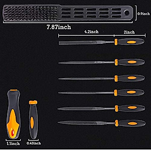 17Pcs File Tool Set with Carry Case,Premium Grade T12 Drop Forged Alloy Steel, Precision Flat/Triangle/Half-round/Round Large File and 12pcs Needle Files/1 brush