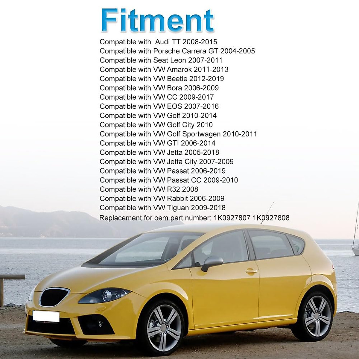 WMPHE 2 Pcs Rear ABS Wheel Speed Sensor Compatible with Audi TT, VW Amarok Beetle Bora CC Golf GTI Jetta Passat Rabbit, Seat Leon, Porsche Carrera GT, Replacement for 1K0927807, 1K0927808